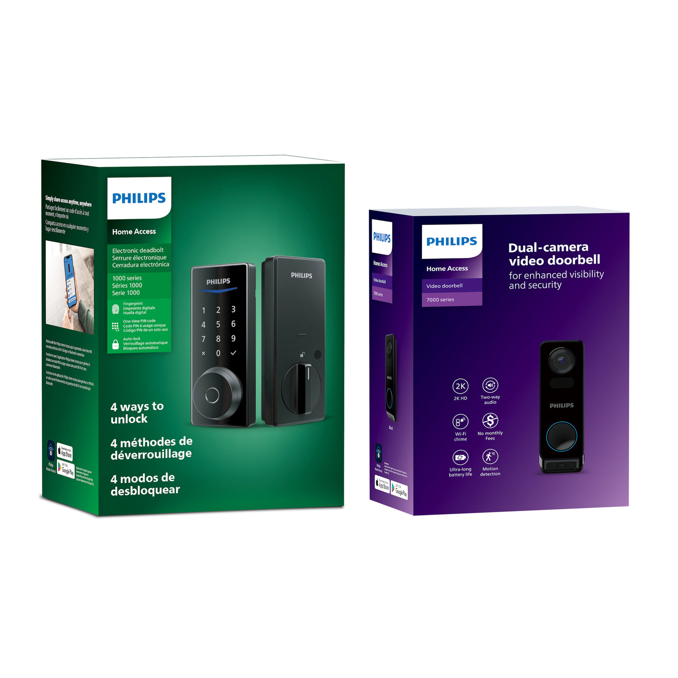 Philips Fingerprint Touchscreen Deadbolt & 2K Video Doorbell Bundle ...
